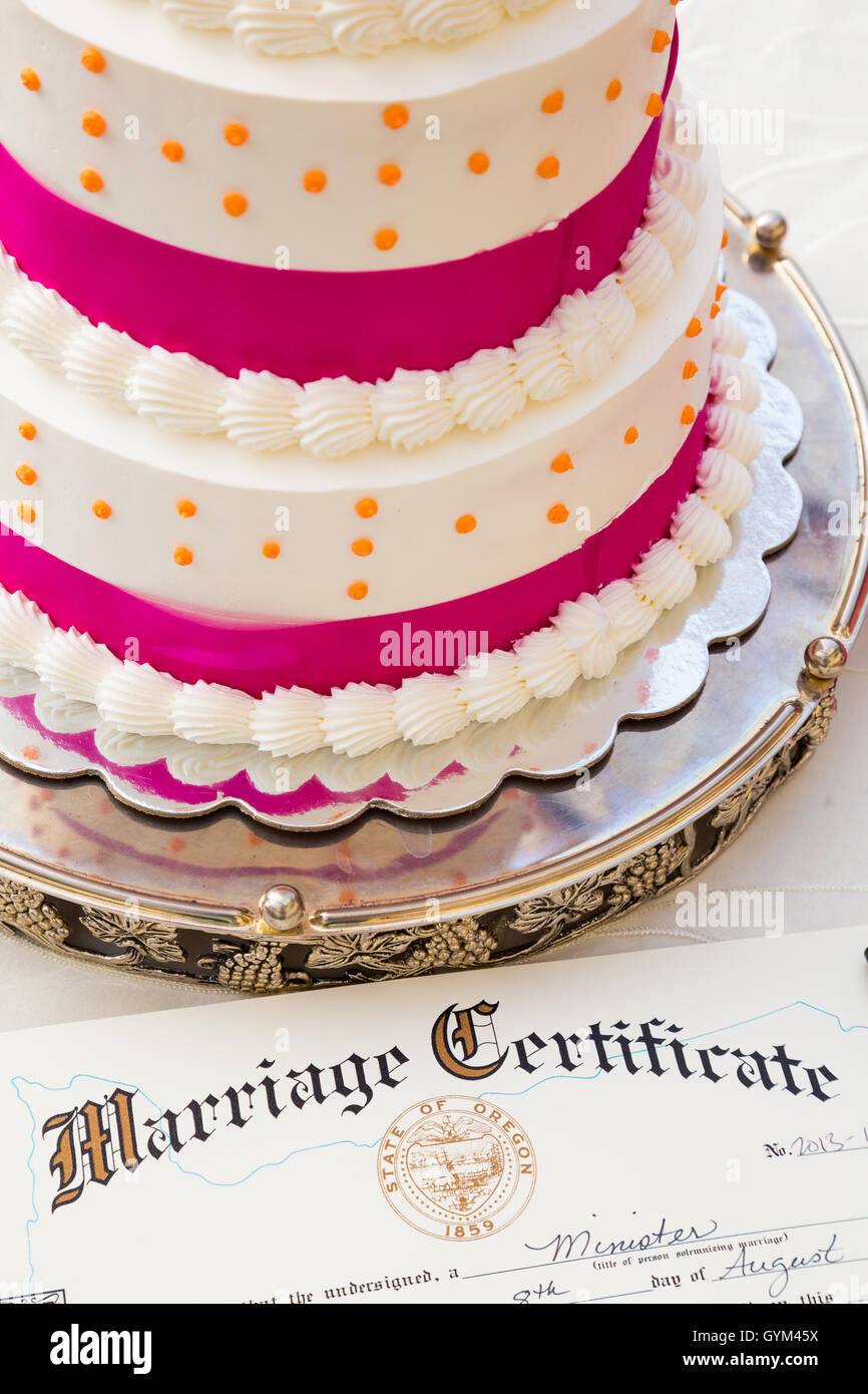 Cake Marriage Certificate Stock Photo - Alamy