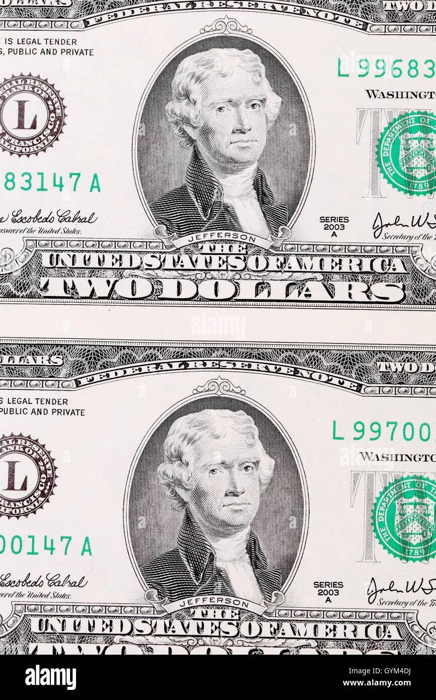 Background of two-dollar bills Stock Photo - Alamy