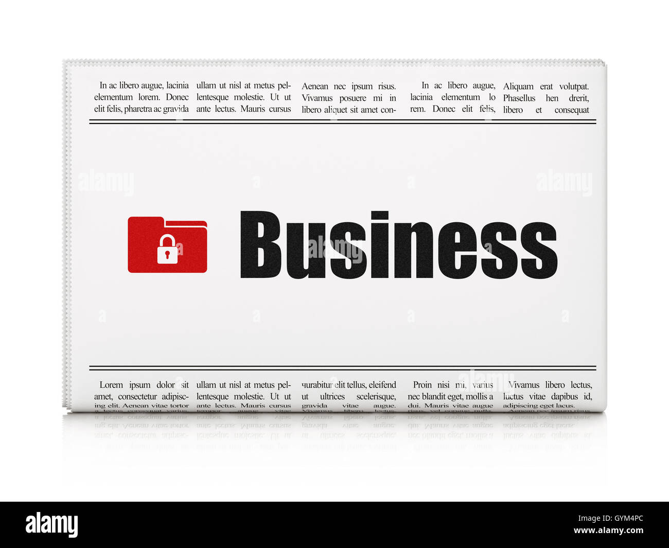 Business concept: newspaper with Business and Folder With Lock Stock ...