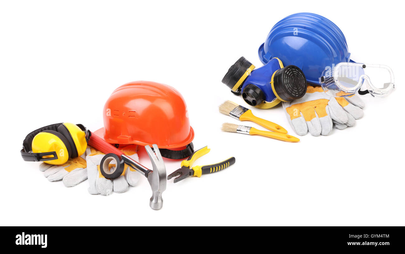 Various working equipment collage Stock Photo - Alamy