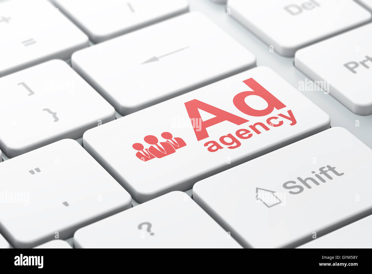 Marketing concept: Business People and Ad Agency on computer keyboard ...