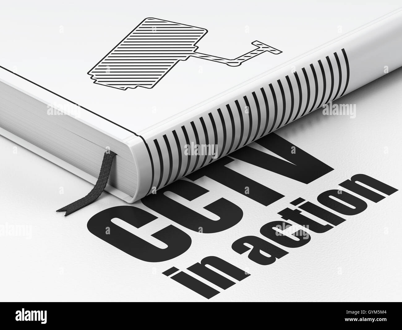 Security concept: book Cctv Camera, CCTV In action on white background ...