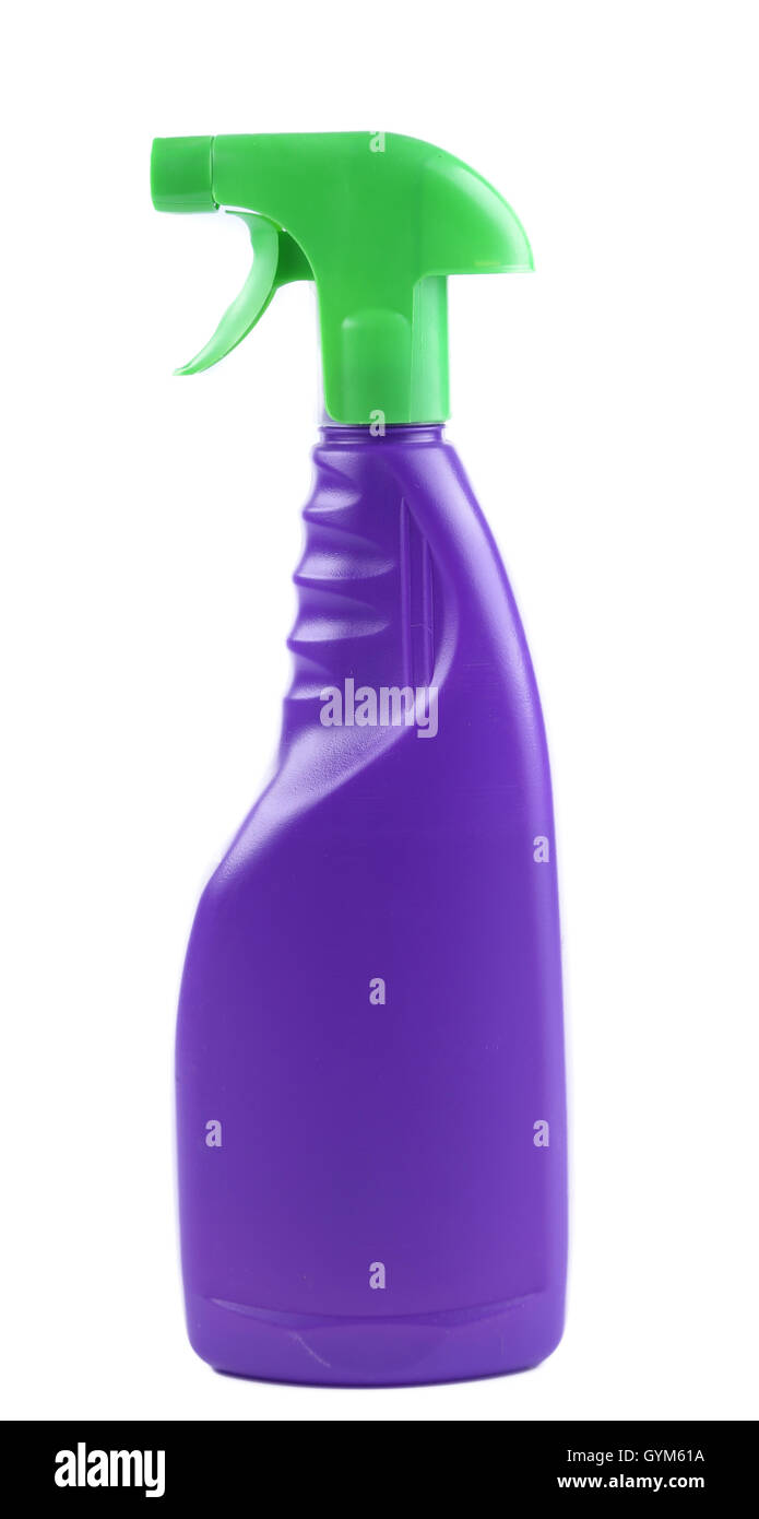 Blue spray bottle close up Stock Photo - Alamy