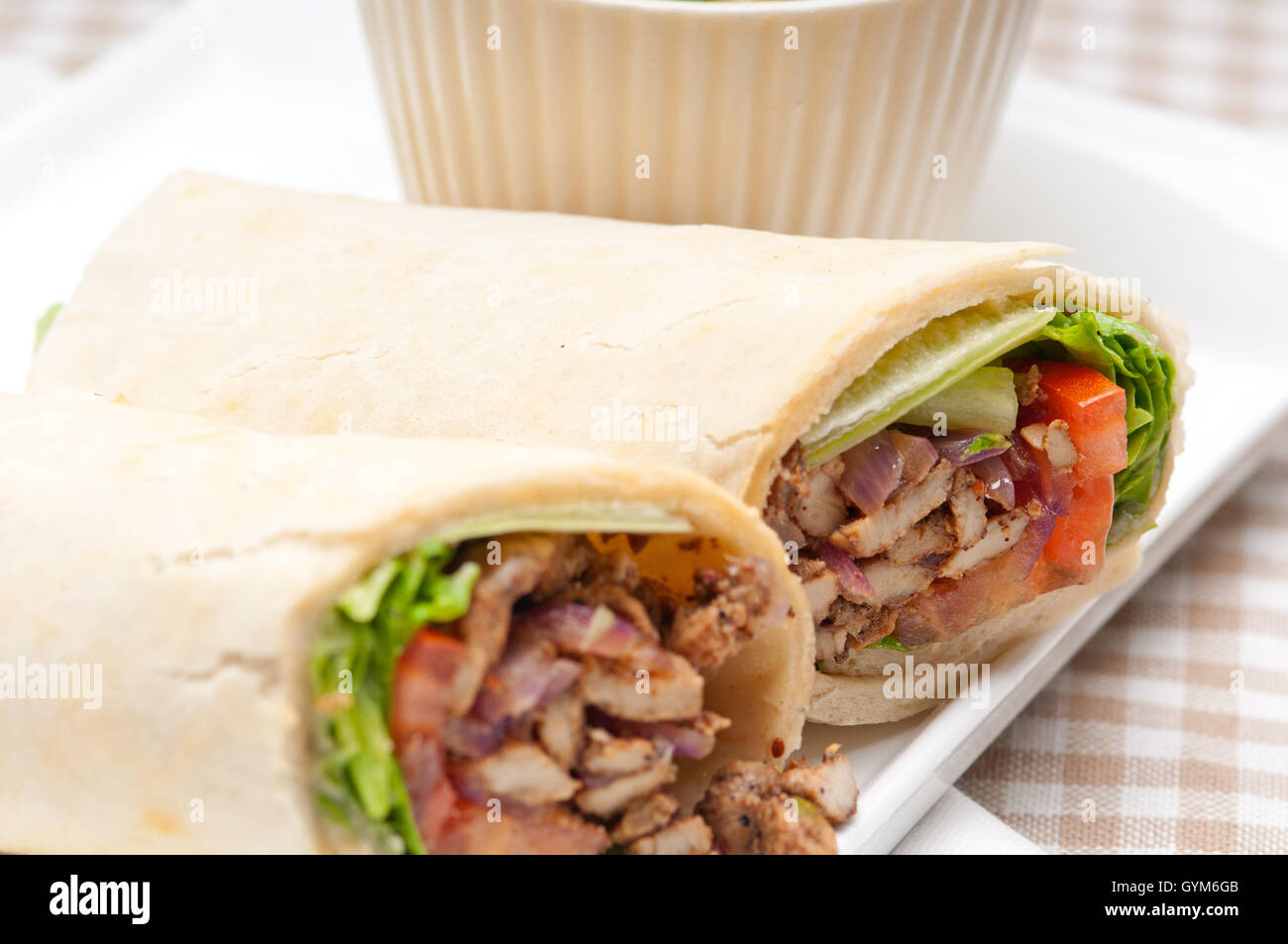 kafta shawarma chicken pita wrap roll sandwich Stock Photo - Alamy