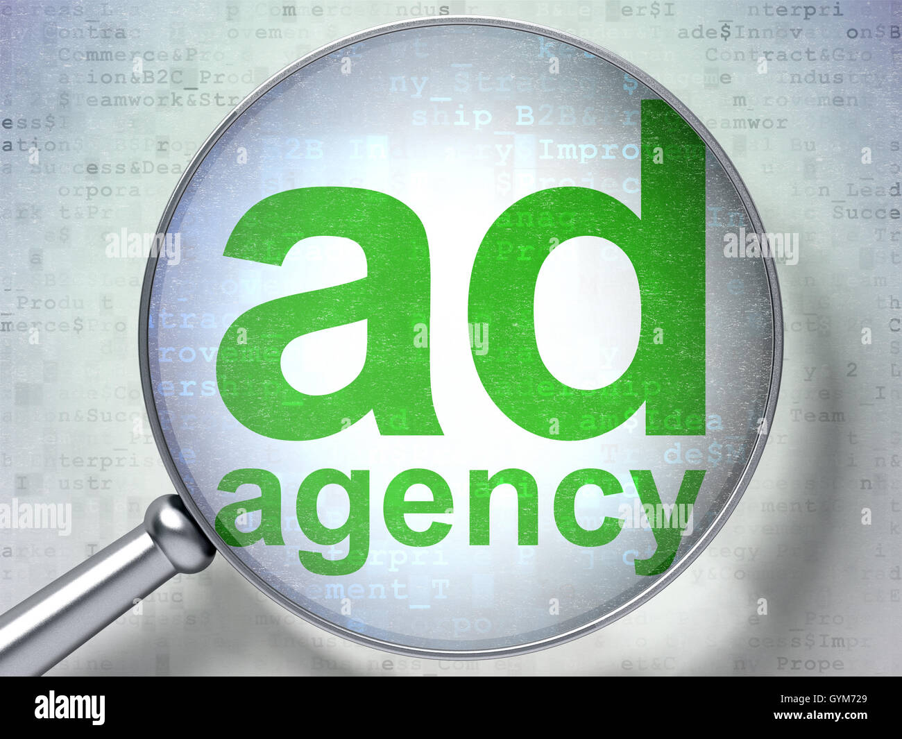 Marketing concept: Ad Agency with optical glass Stock Photo - Alamy