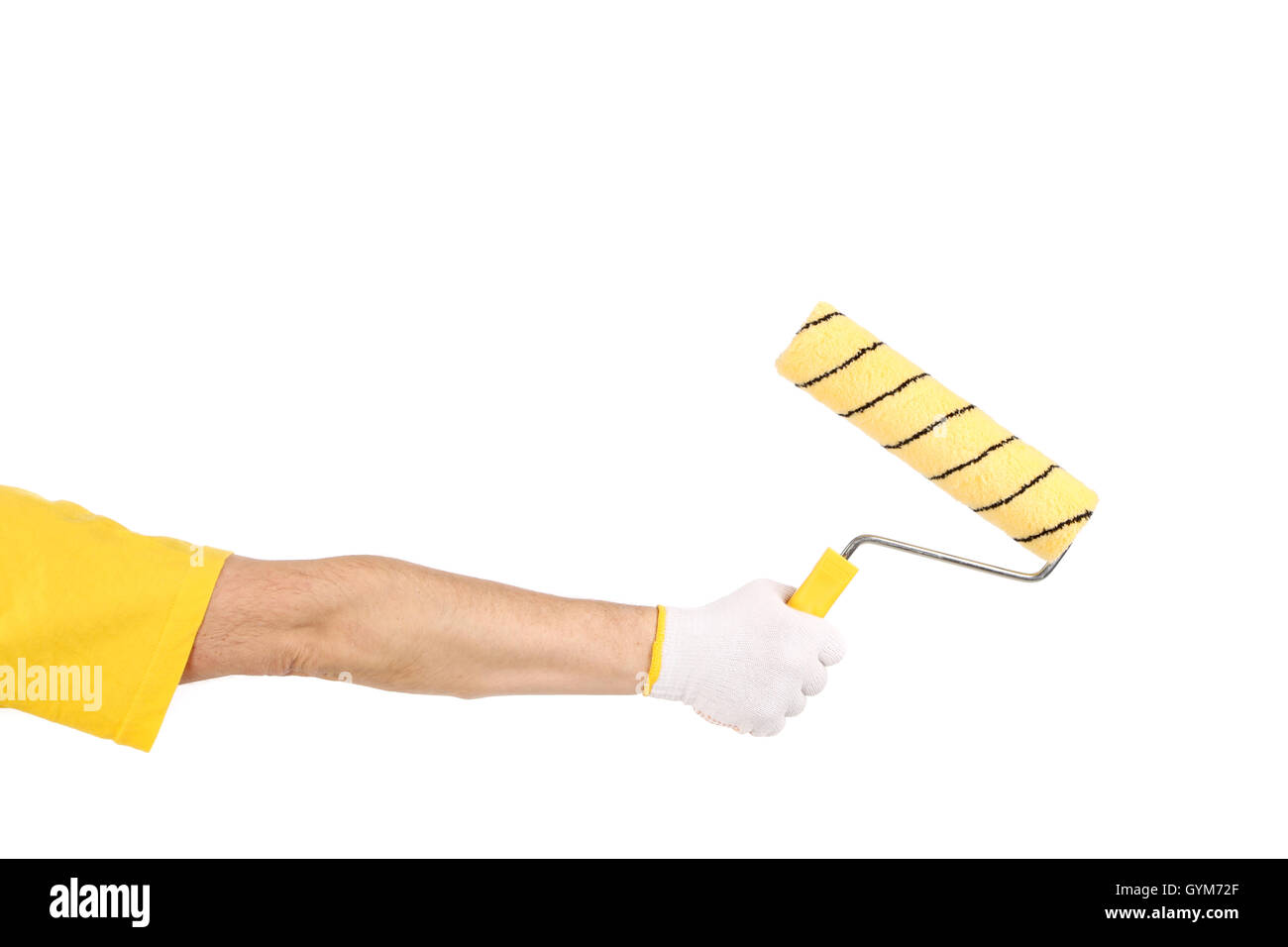 Hand holding roller Stock Photo - Alamy