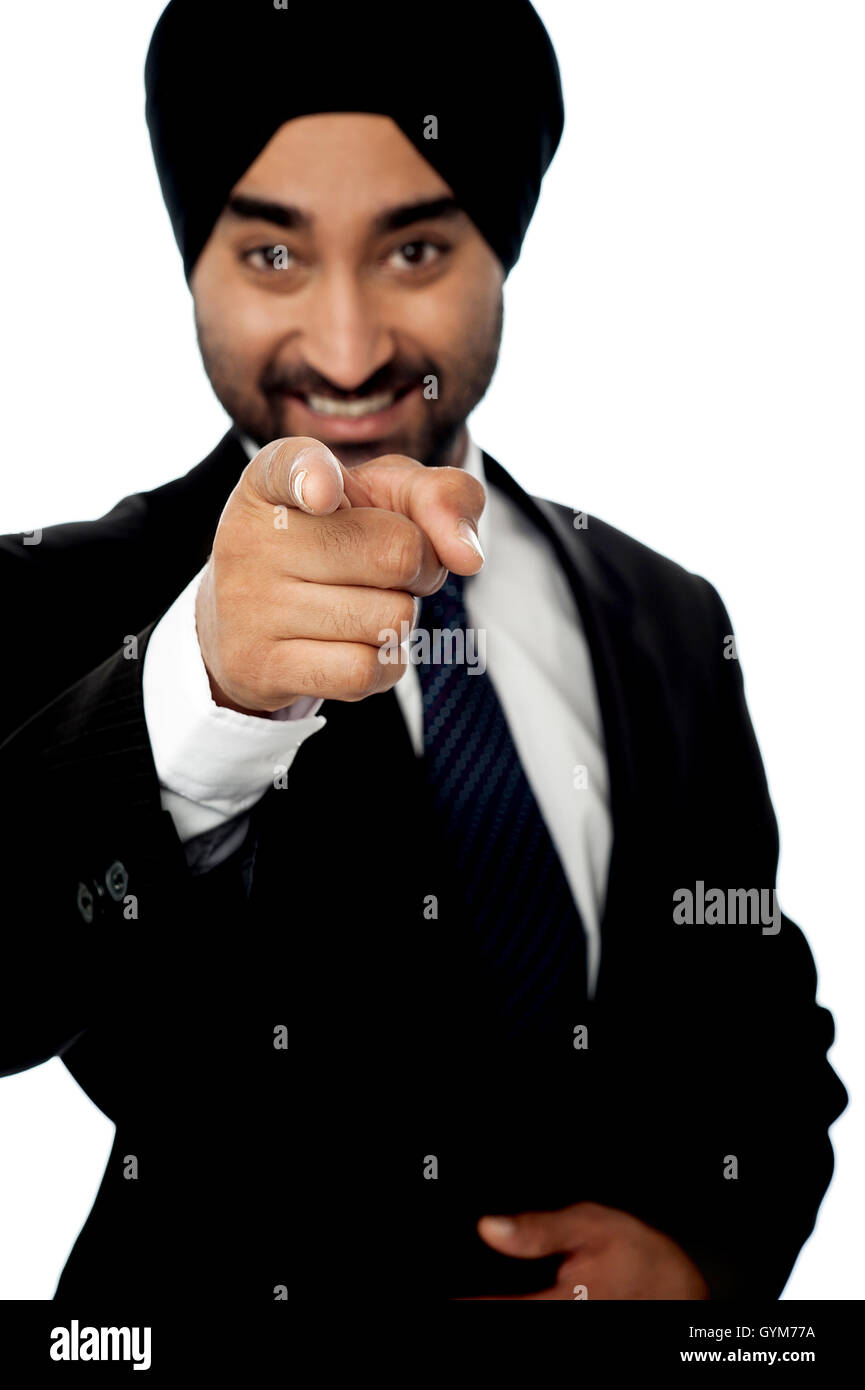 Corporate man pointing towards you Stock Photo - Alamy