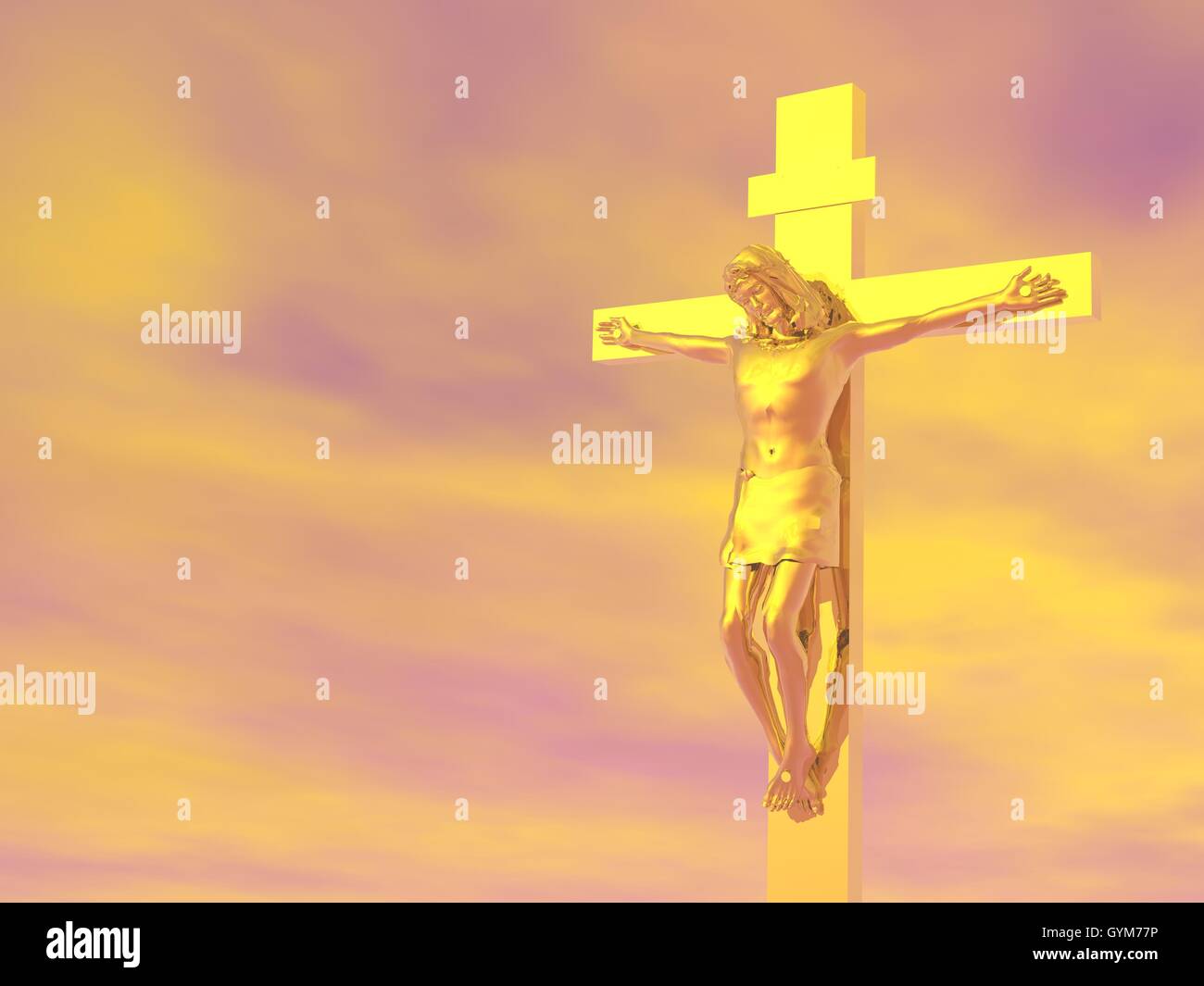 Golden cross - 3D render Stock Photo - Alamy