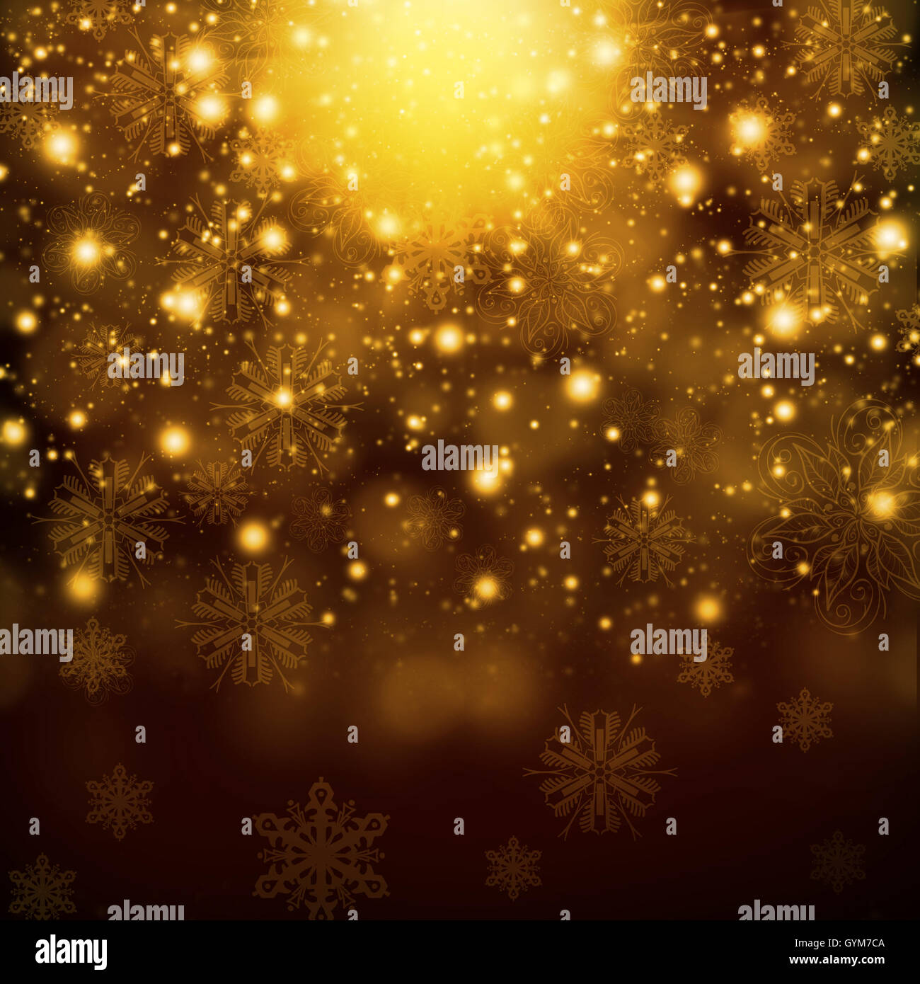 Snowflakes on abstract gold background Stock Photo - Alamy