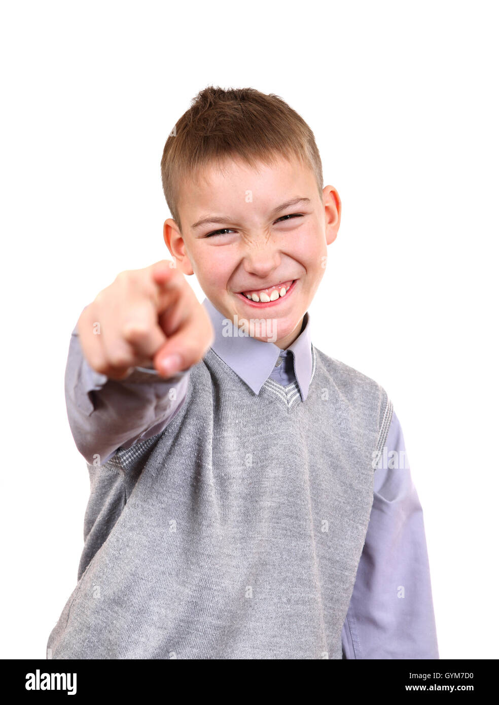 Boy Pointing at You Stock Photo - Alamy