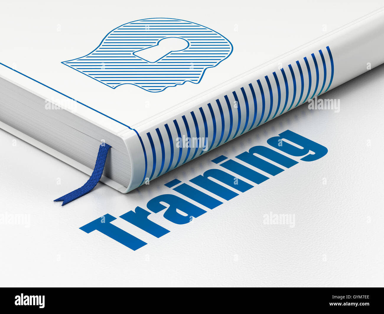 Education concept: book Head With Keyhole, Training on white background ...