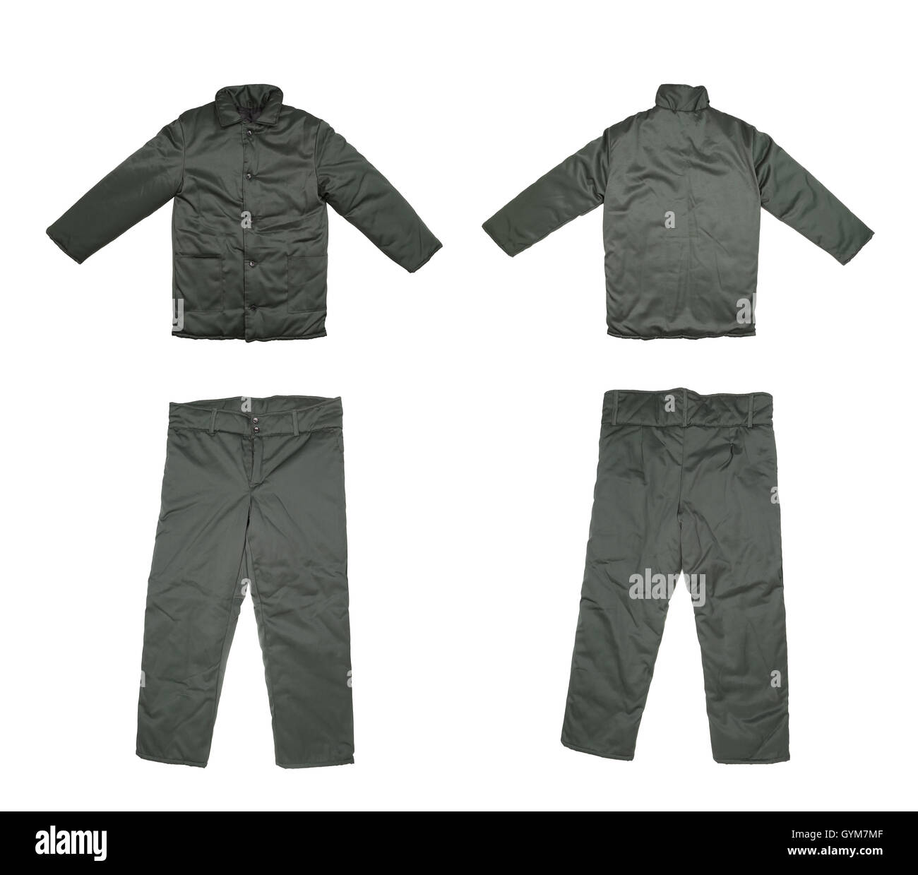 Pair of green work wear Stock Photo - Alamy