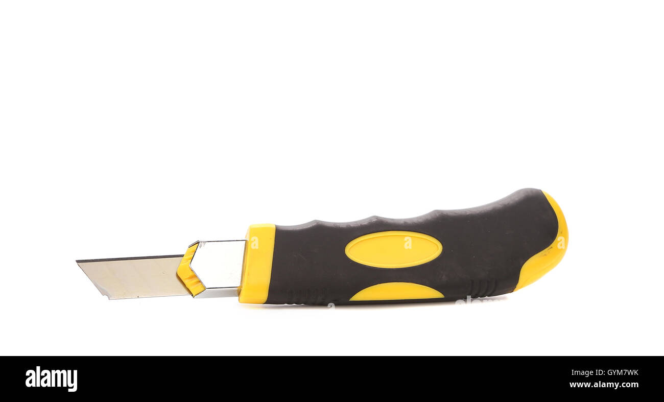 Yellow office knife Stock Photo - Alamy