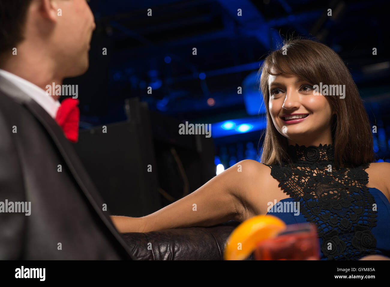 portrait of a woman in a nightclub Stock Photo - Alamy