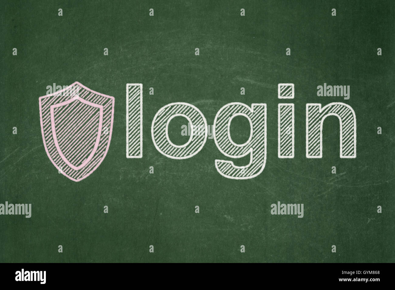 Privacy concept: Shield and Login on chalkboard background Stock Photo ...