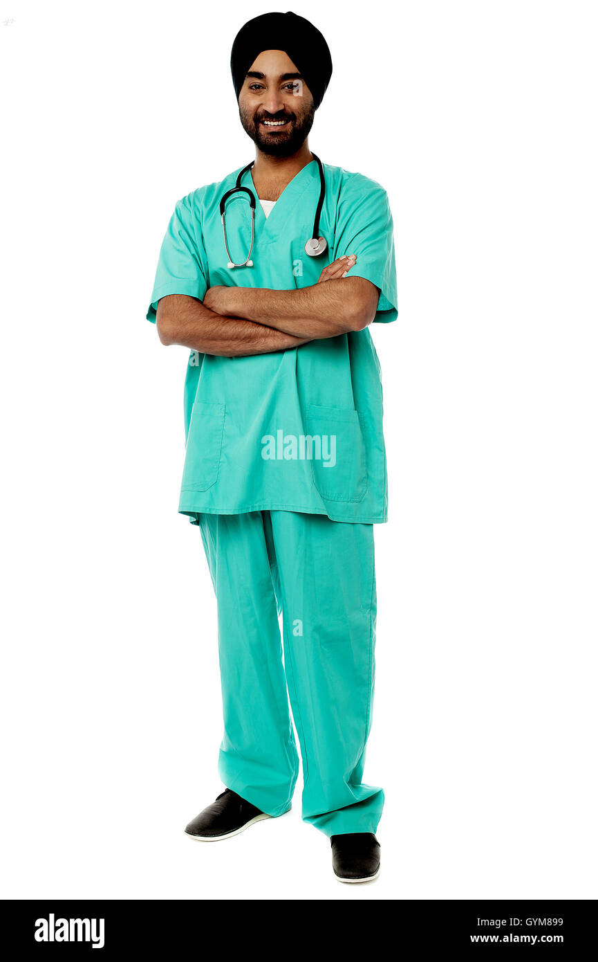 Friendly male doctor, full length portrait Stock Photo - Alamy
