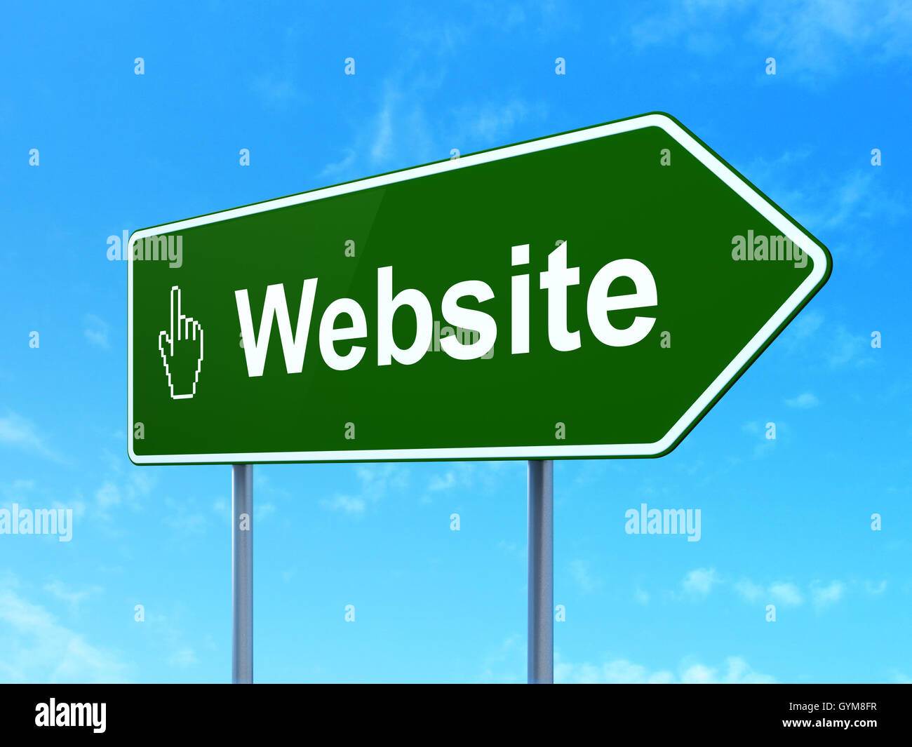 Web design concept: Website and Mouse Cursor on road sign background ...