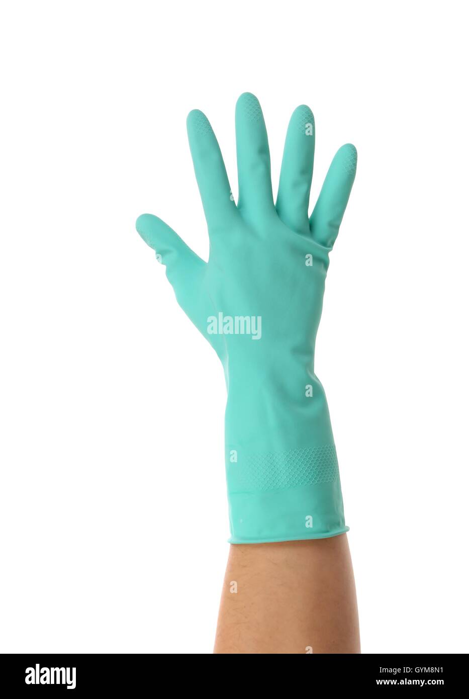 Hand in blue glove Stock Photo - Alamy