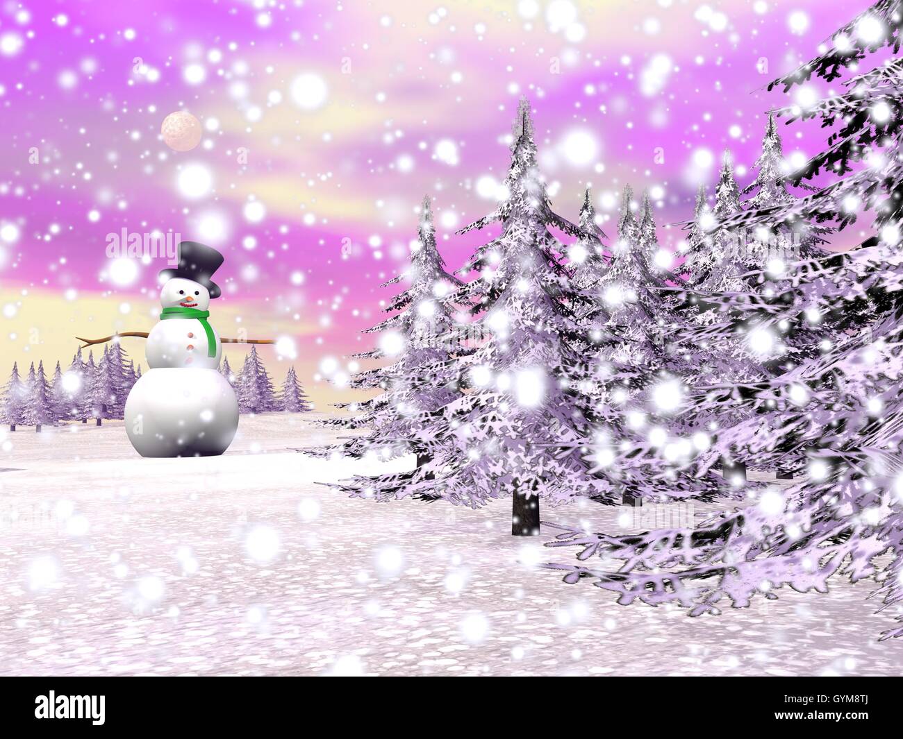 Snowman under the snow - 3D render Stock Photo - Alamy