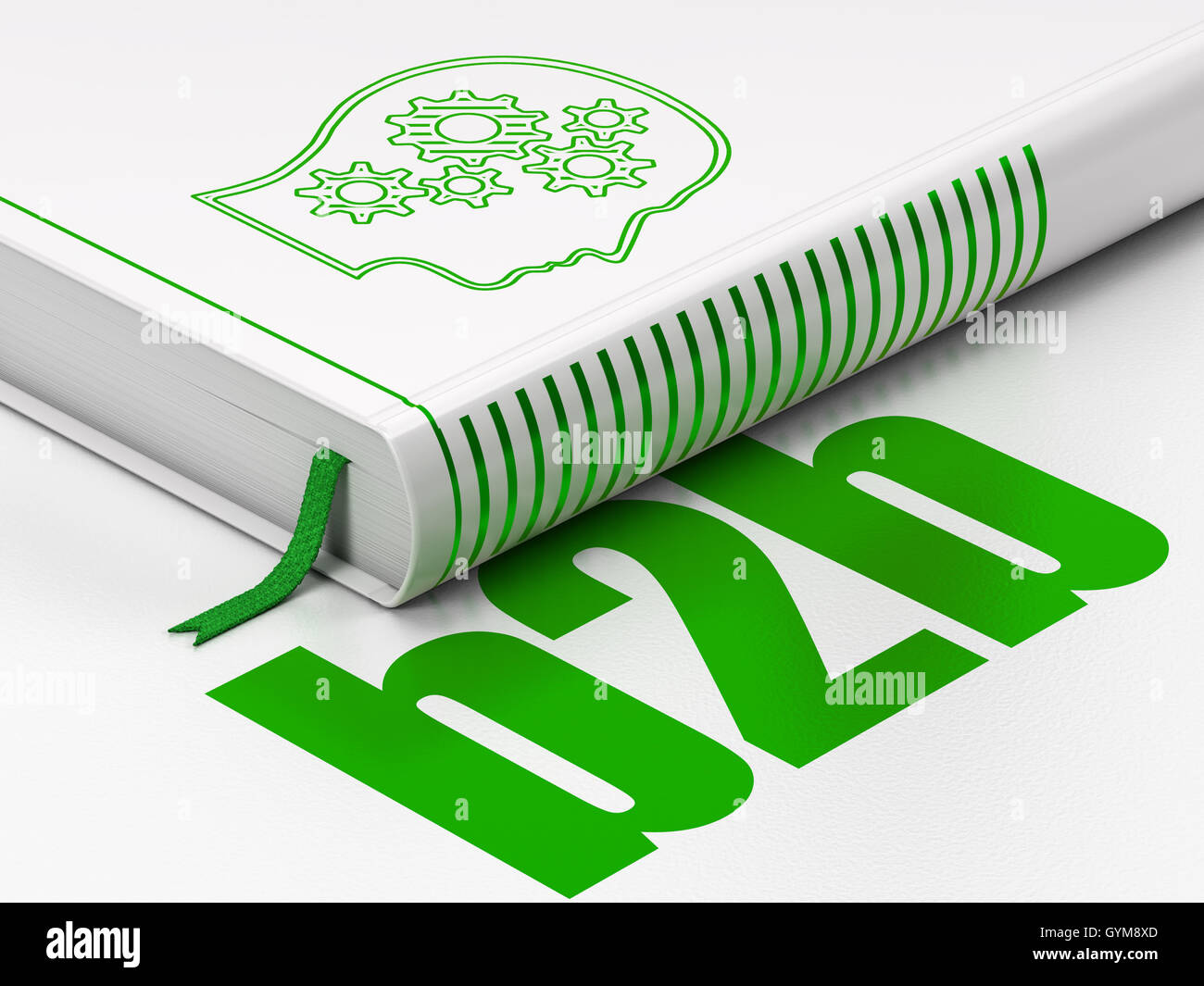 Finance concept: book Head With Gears, B2b on white background Stock ...
