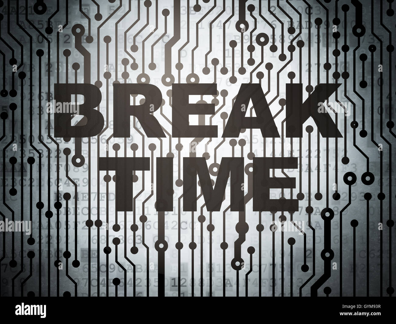 Timeline concept: circuit board with Break Time Stock Photo - Alamy