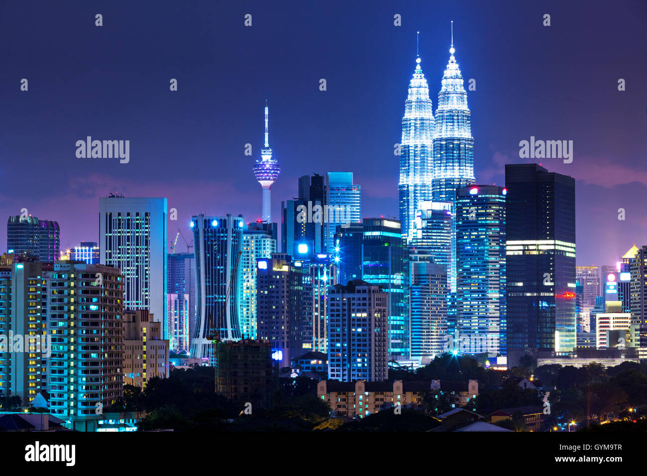 Kuala Lumpur skyline at night Stock Photo - Alamy