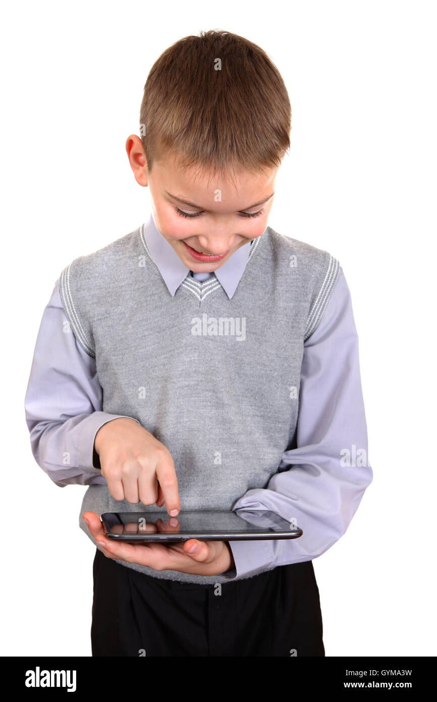 Boy with Tablet Computer Stock Photo - Alamy