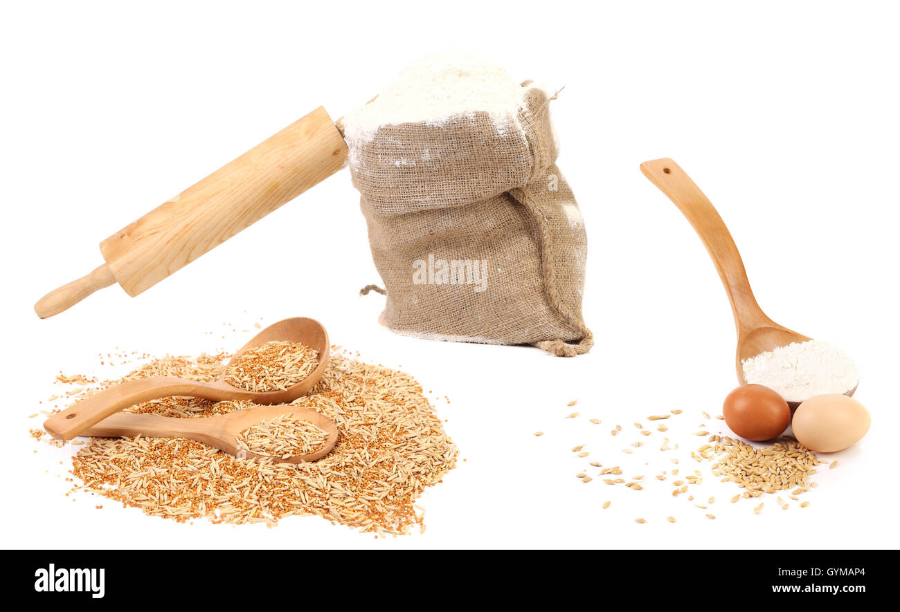 Composition of different grains and flour Stock Photo - Alamy