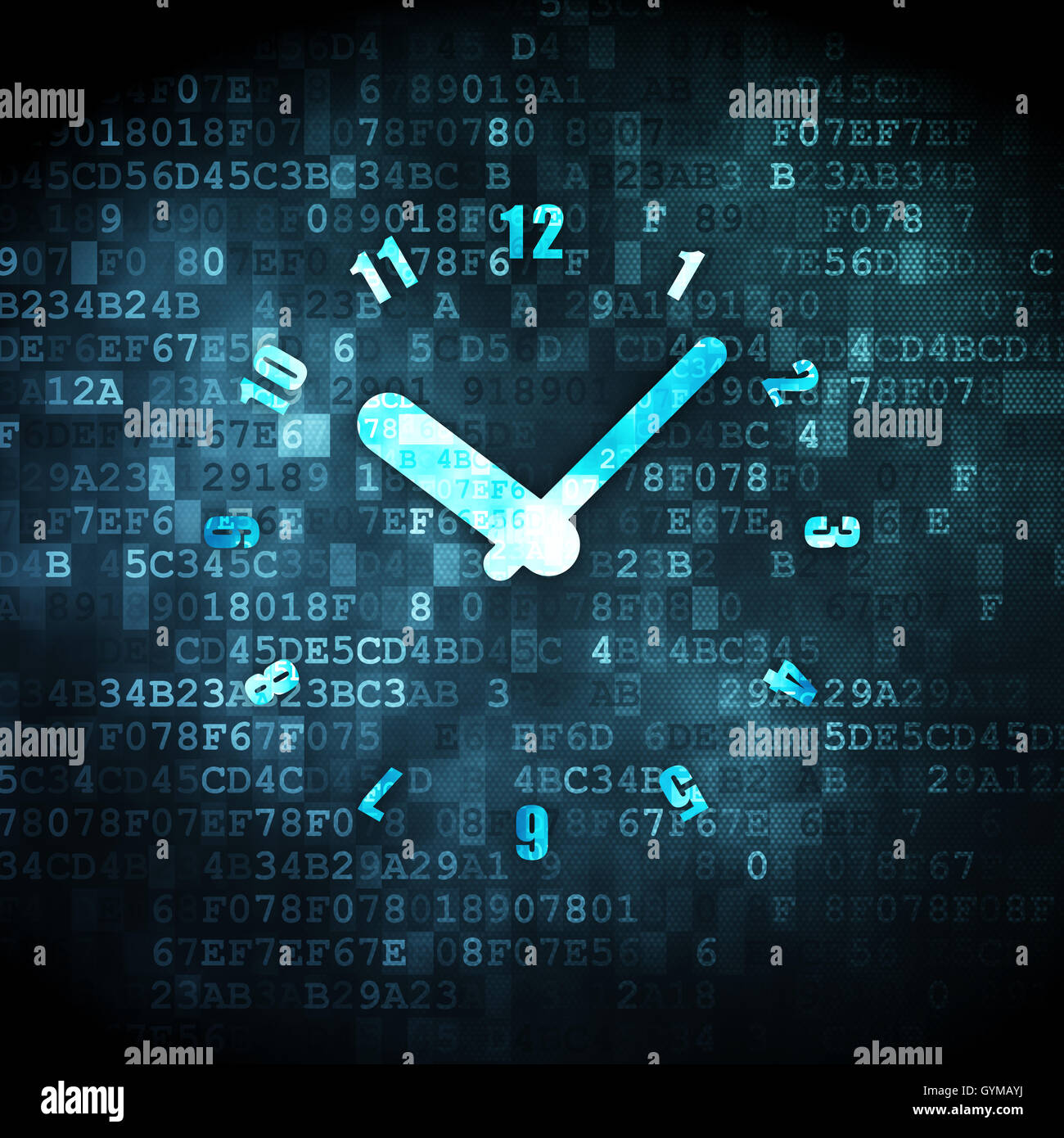Timeline concept: Clock on digital background Stock Photo - Alamy