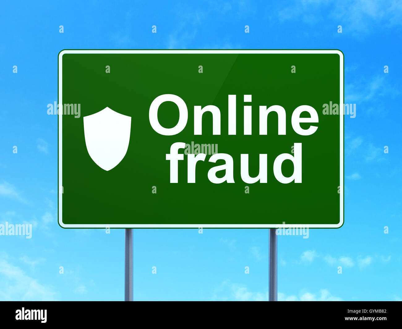 Safety concept: Online Fraud and Shield on road sign background Stock ...