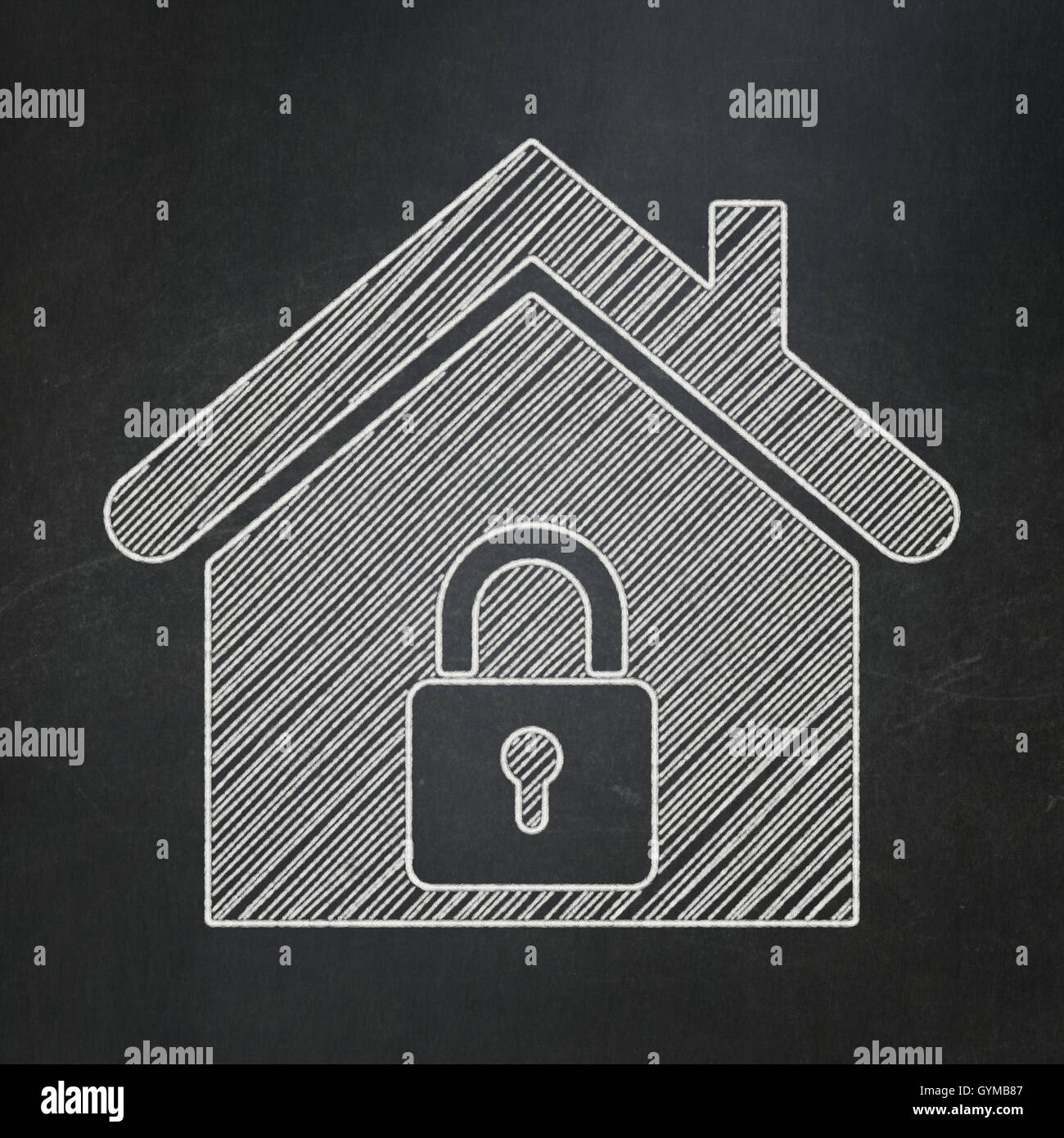 Protection concept: Home on chalkboard background Stock Photo - Alamy
