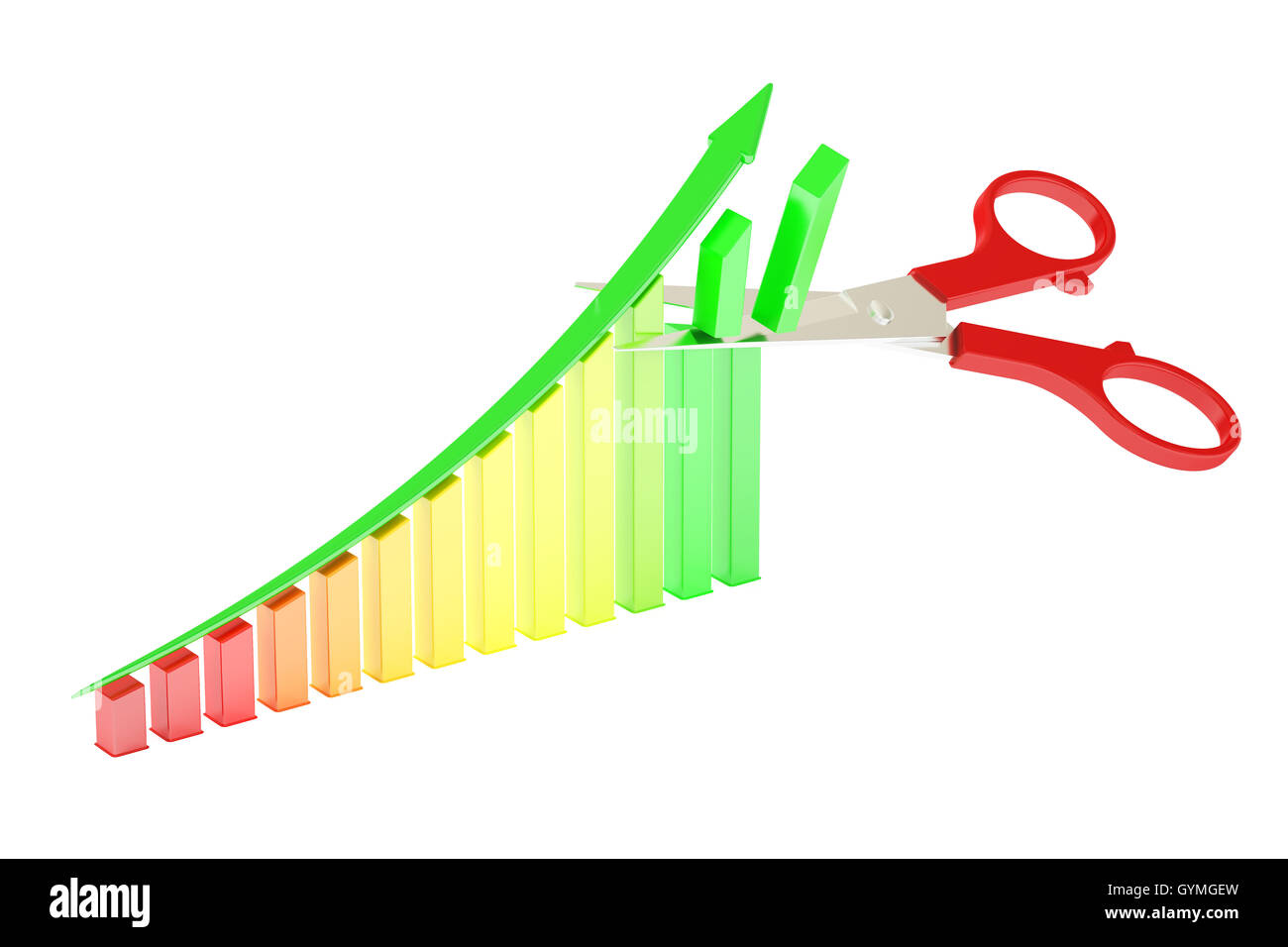 Scissors and Graph, 3D rendering isolated on white background Stock ...