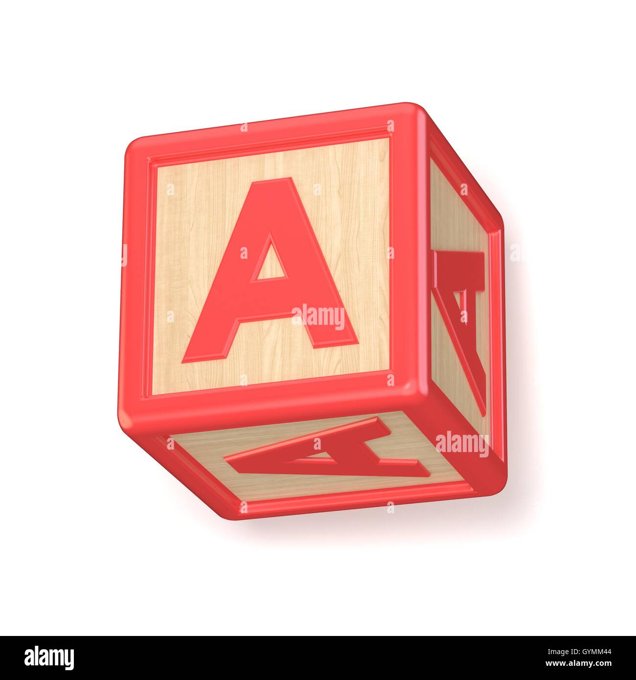 Letter A wooden alphabet blocks font rotated. 3D render illustration ...