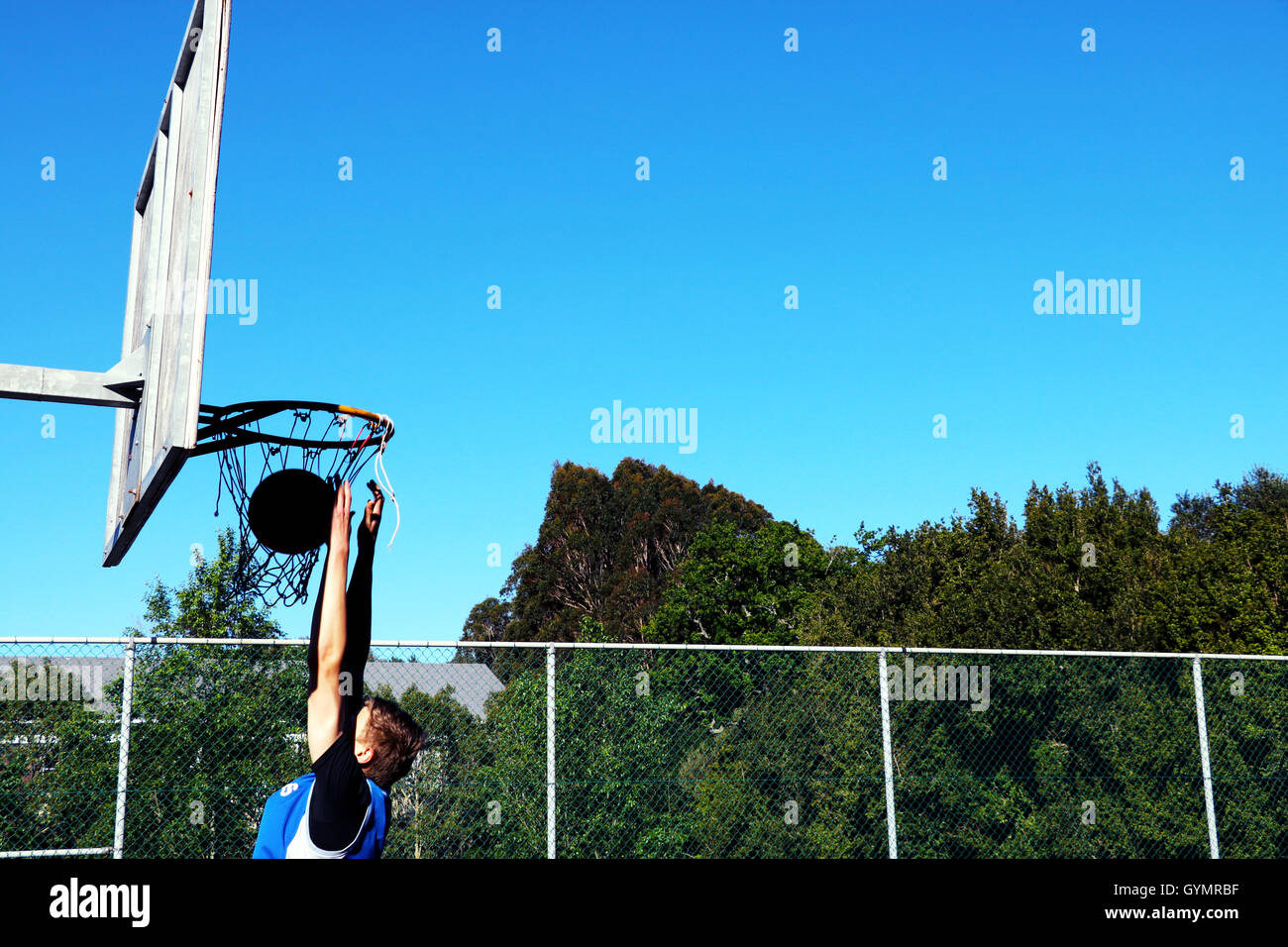 Perfect two-handed dunk Stock Photo - Alamy