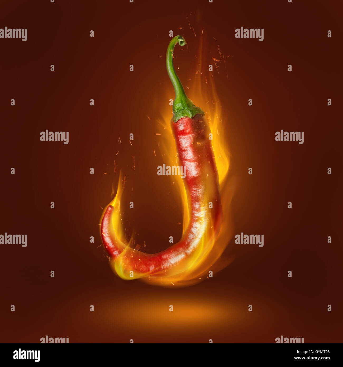 Hot chilli pepper floating over Stock Photo - Alamy