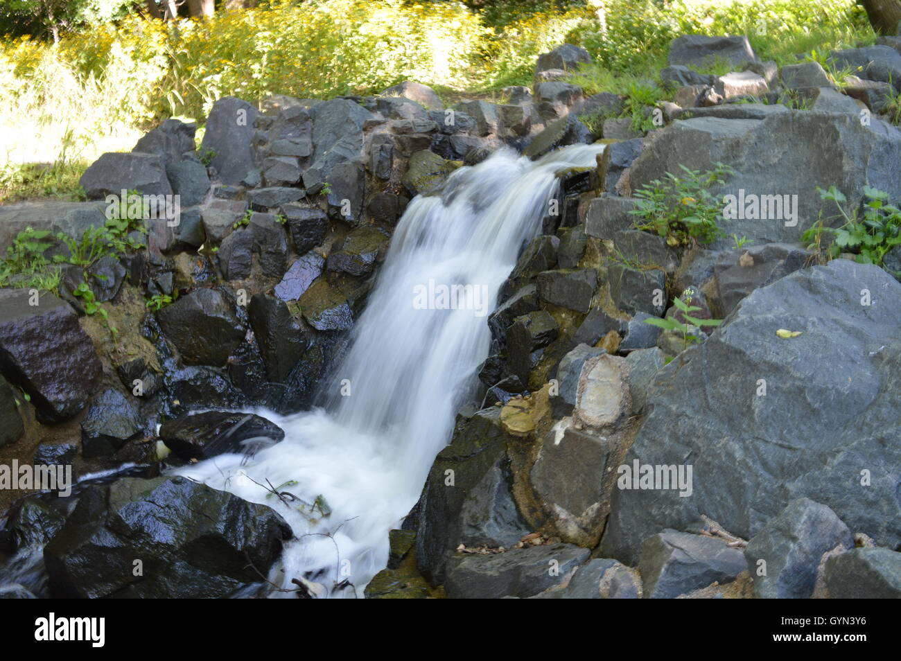 Waterfall in the Park Stock Photo - Alamy