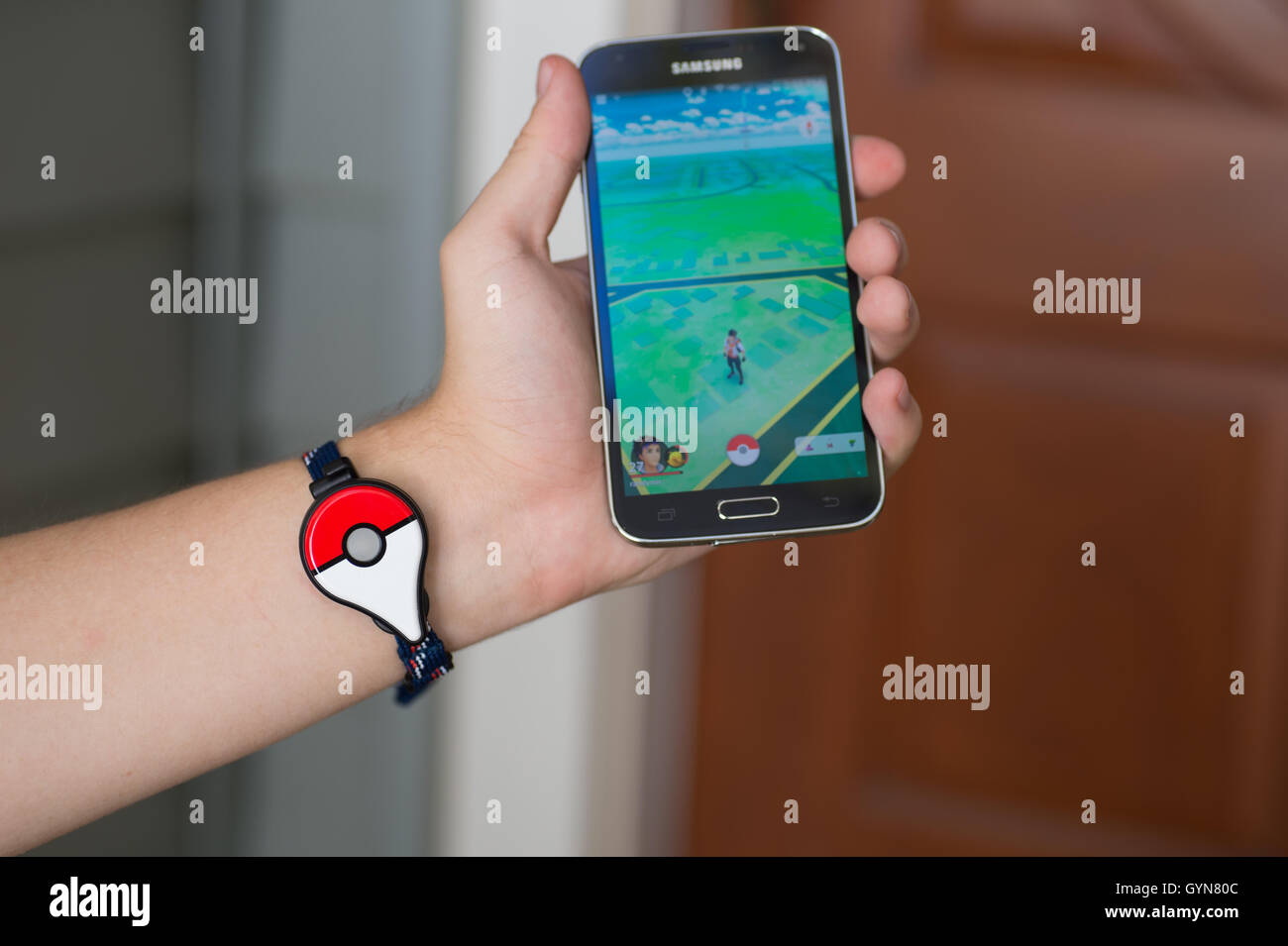 Roseville, CA - September 18: A Pokemon Go player wears the new Pokemon ...