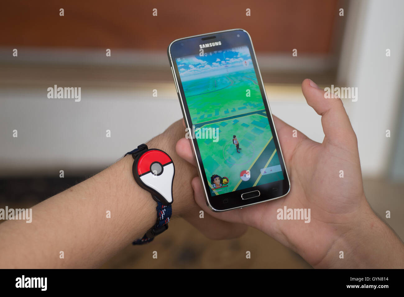 Roseville, CA - September 18: A Pokemon Go player wears the new Pokemon ...