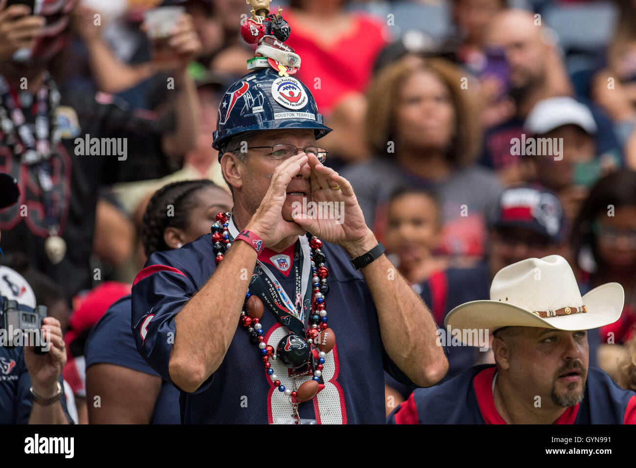 Houston, Texas, USA. 18th Sep, 2016. A Houston Texans fan gets vocal ...