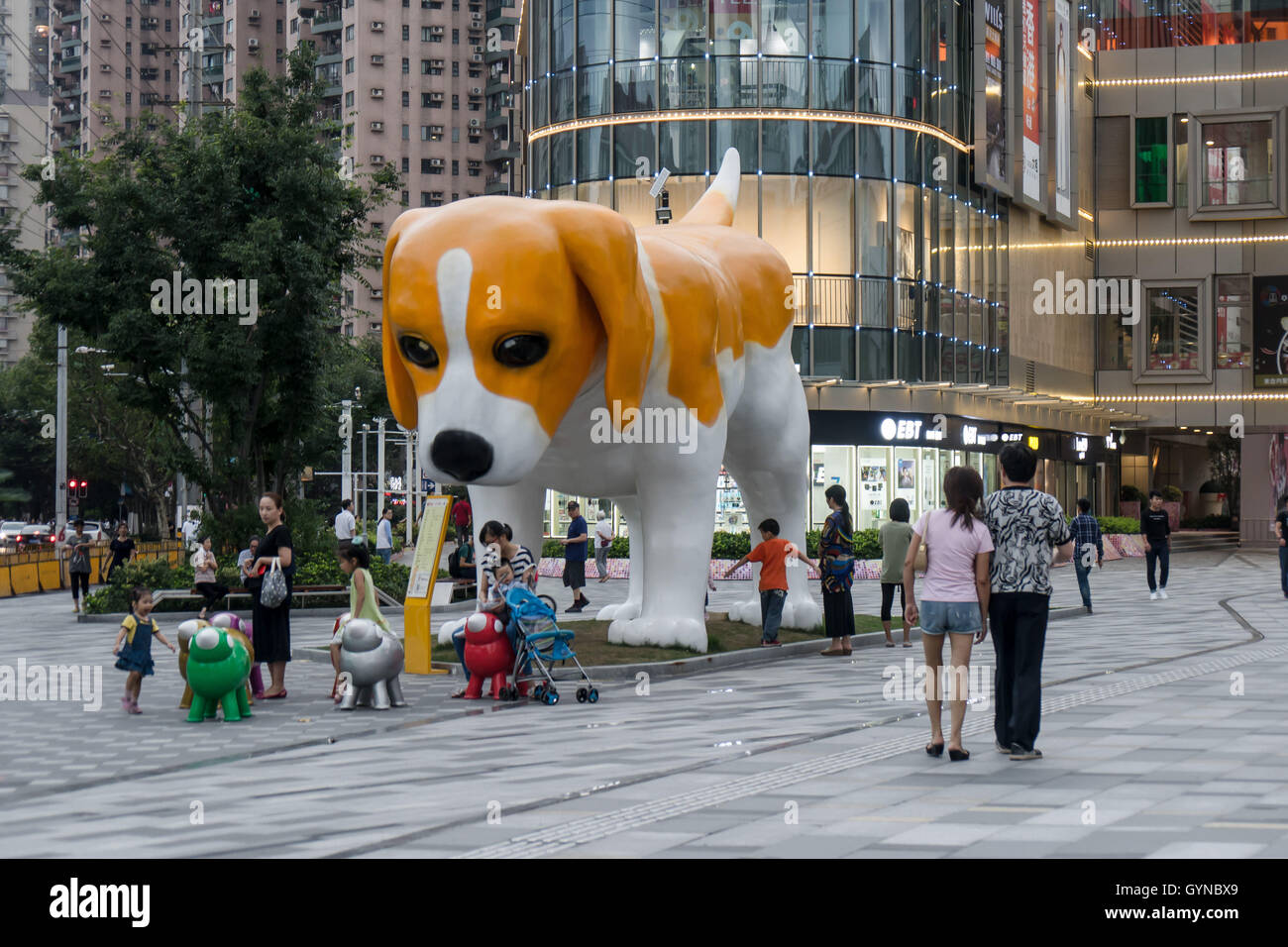 Shanghai, China. 19th Sep, 2016. A 5.5-meter-tall statue of Dog Bingo ...