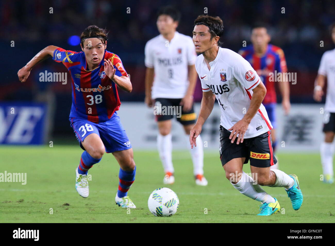 Ajinomoto Stadium, Tokyo, Japan. 17th Sep, 2016. (L-R) Keigo Higashi ...