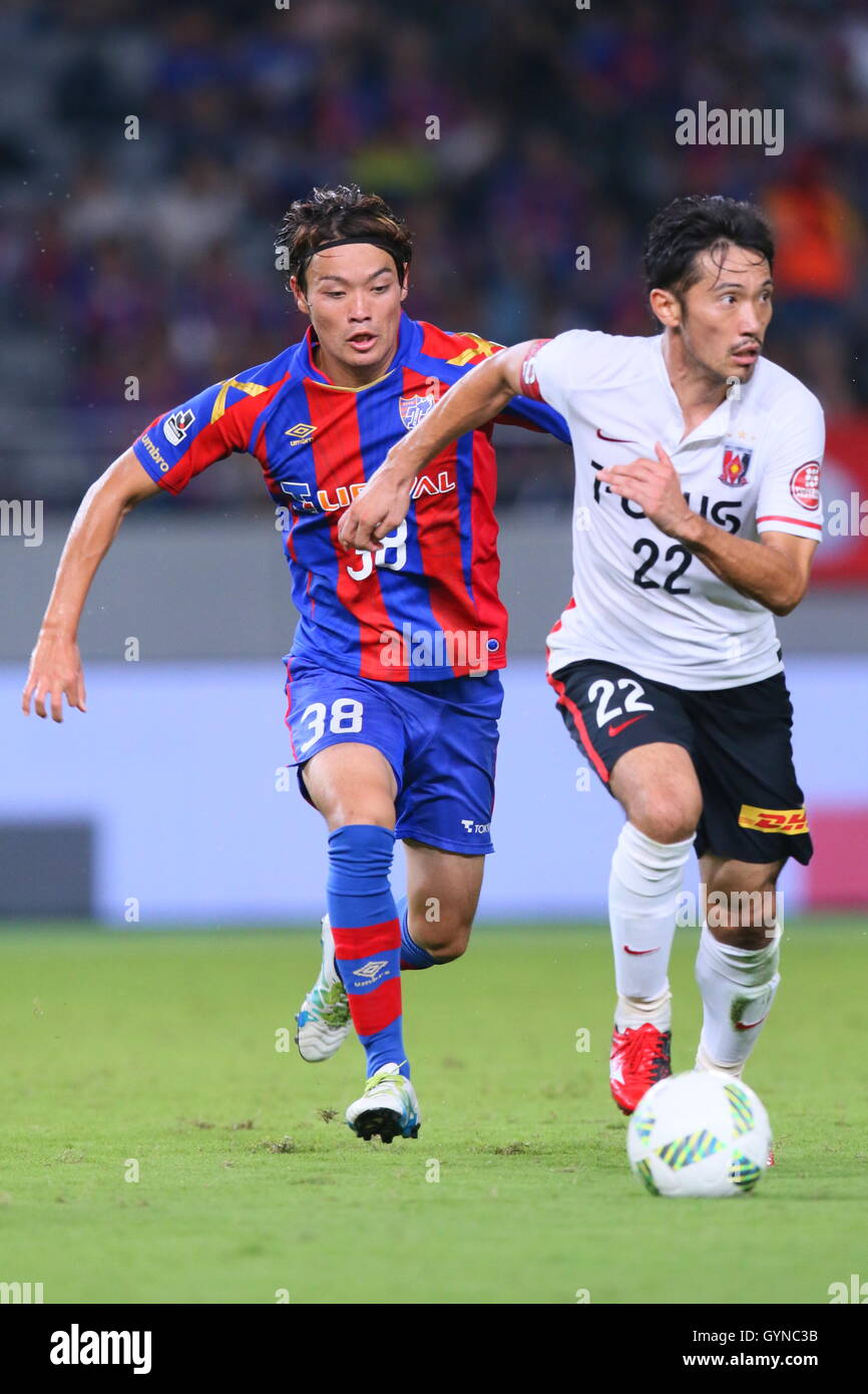 Ajinomoto Stadium, Tokyo, Japan. 17th Sep, 2016. (L-R) Keigo Higashi ...