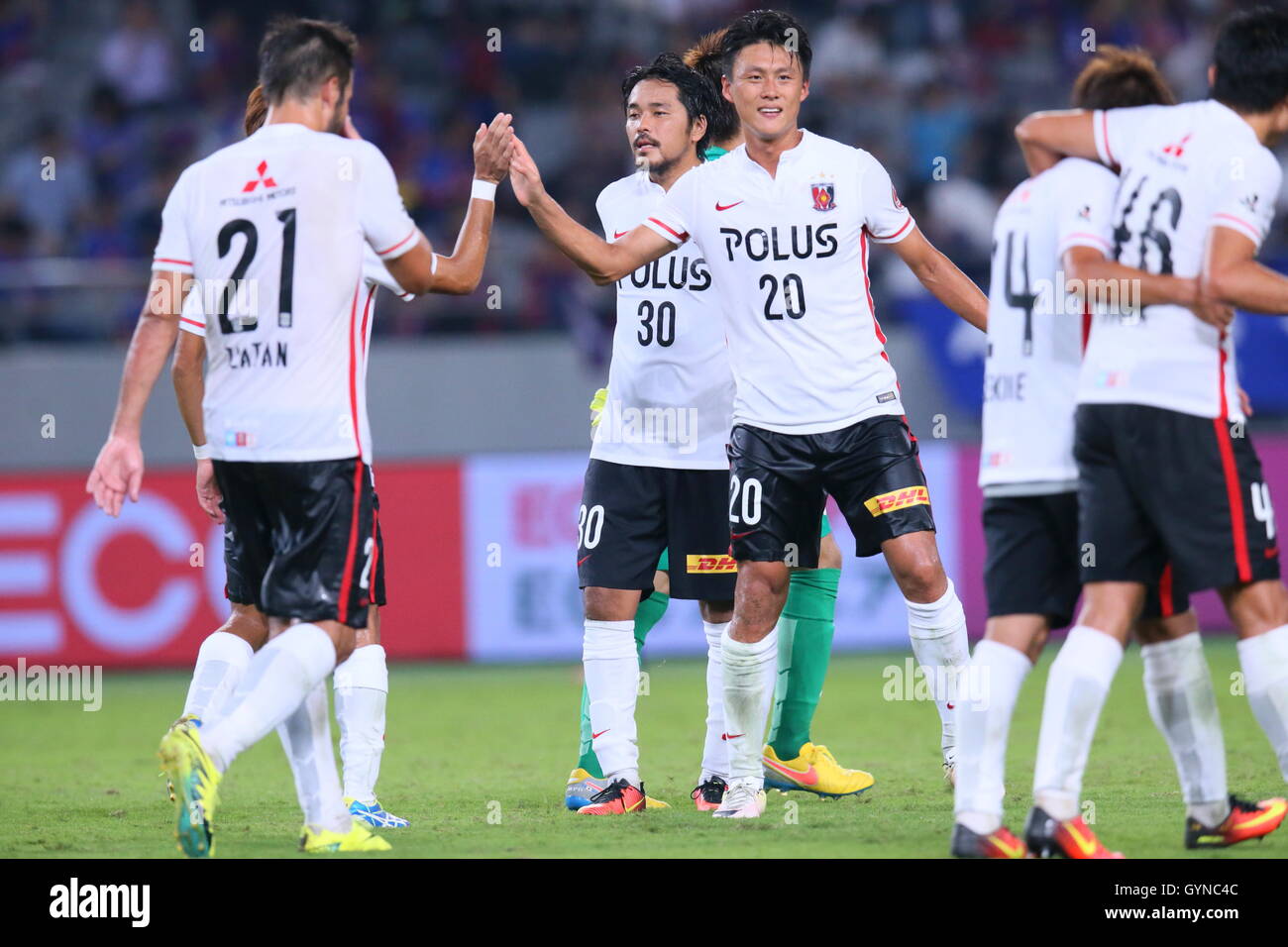 Ajinomoto Stadium, Tokyo, Japan. 17th Sep, 2016. L-R) Shinzo Koroki ...