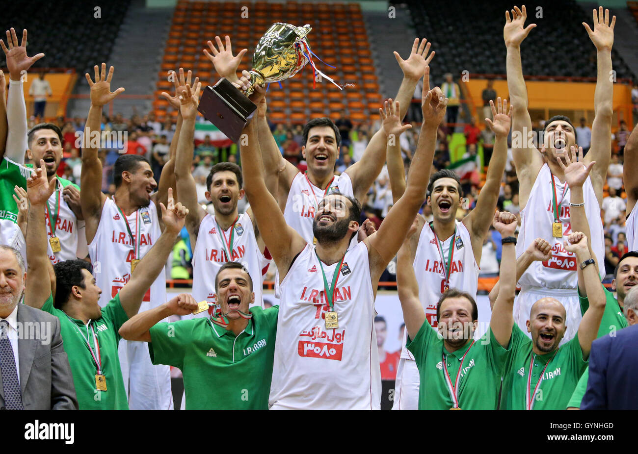 Tehran, Iran. 18th Sep, 2016. Iranian players celebrate during the ...