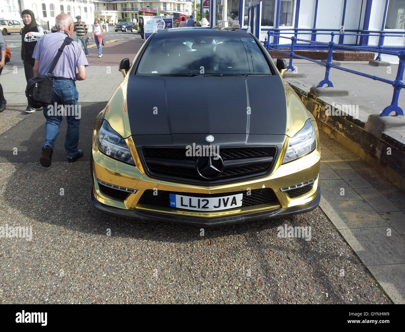 Eastbourne, UK. 18th Sep, 2016. The gold AMG Mercedes belonging to ...