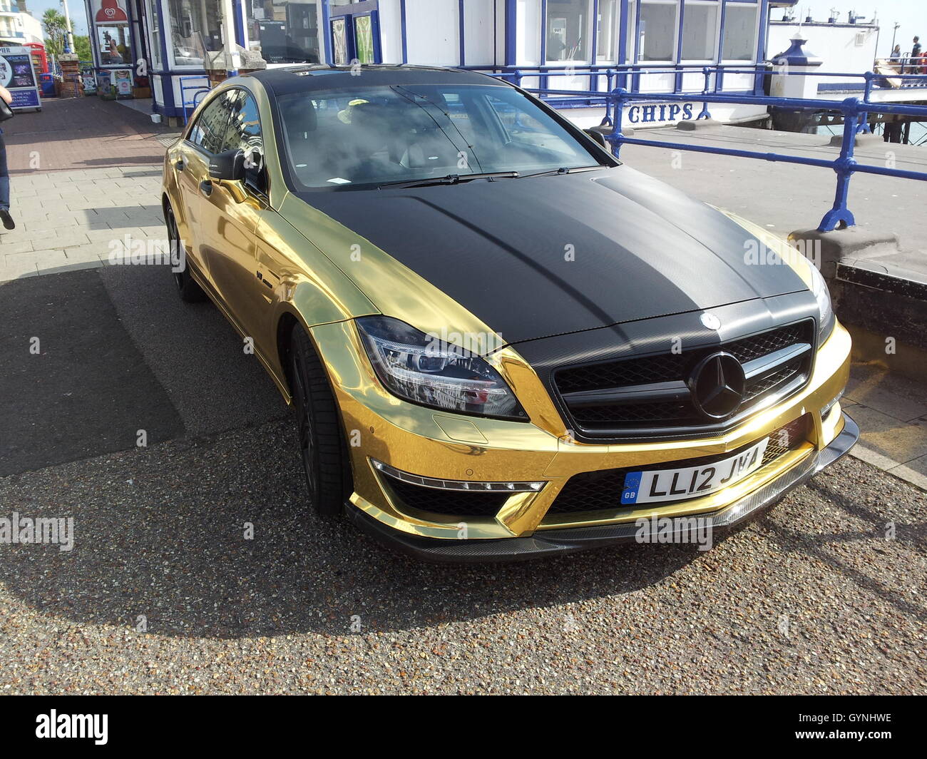 Eastbourne, UK. 18th Sep, 2016. The gold AMG Mercedes belonging to ...
