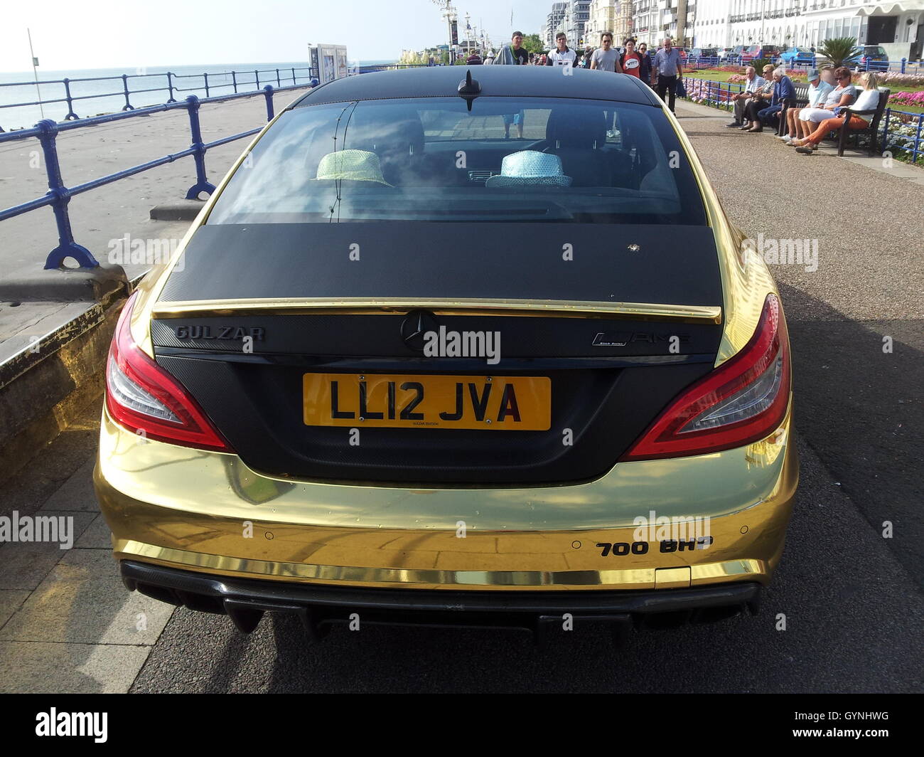 Eastbourne, UK. 18th Sep, 2016. The gold AMG Mercedes belonging to ...