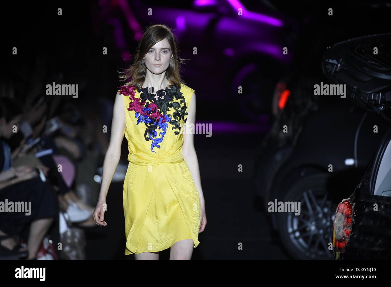 Madrid, Spain. 19th September, 2016. A model wears at collection runway ...