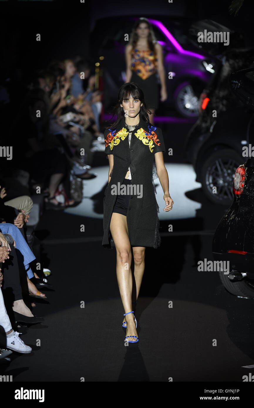 Madrid, Spain. 19th September, 2016. A model wears at collection runway ...