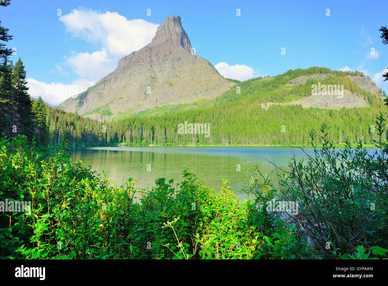 Swiftcurrent lake in high alpine landscape on the Grinnell Glacier ...